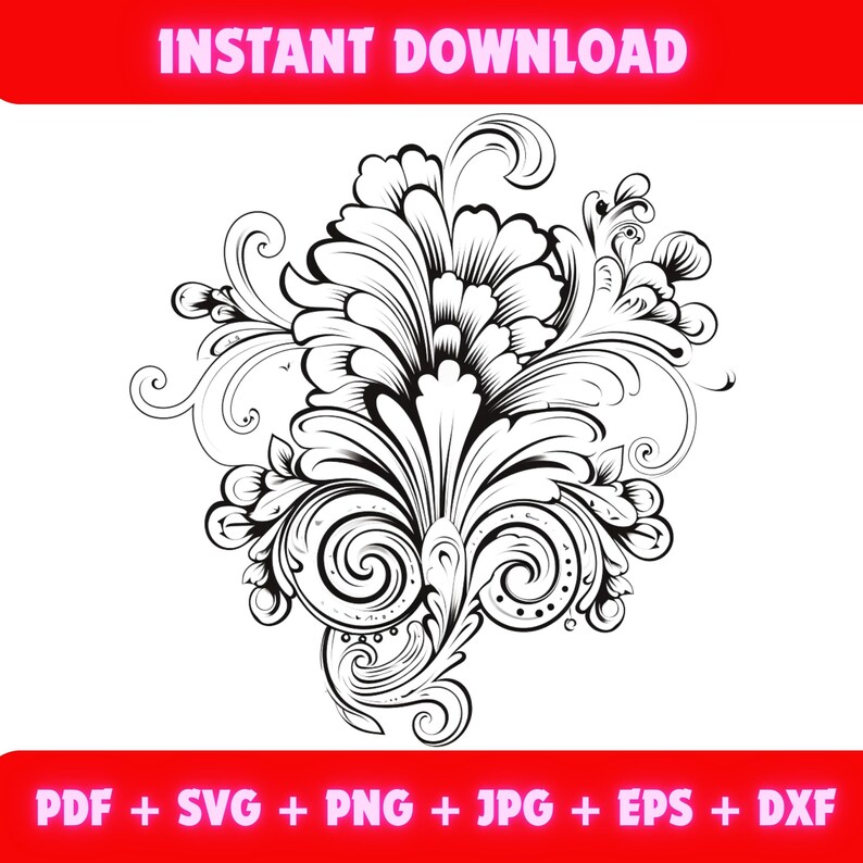 Acanthus SVG Doodle, Filigree SVG, Decorative Ornament Svg, Baroque Svg ...