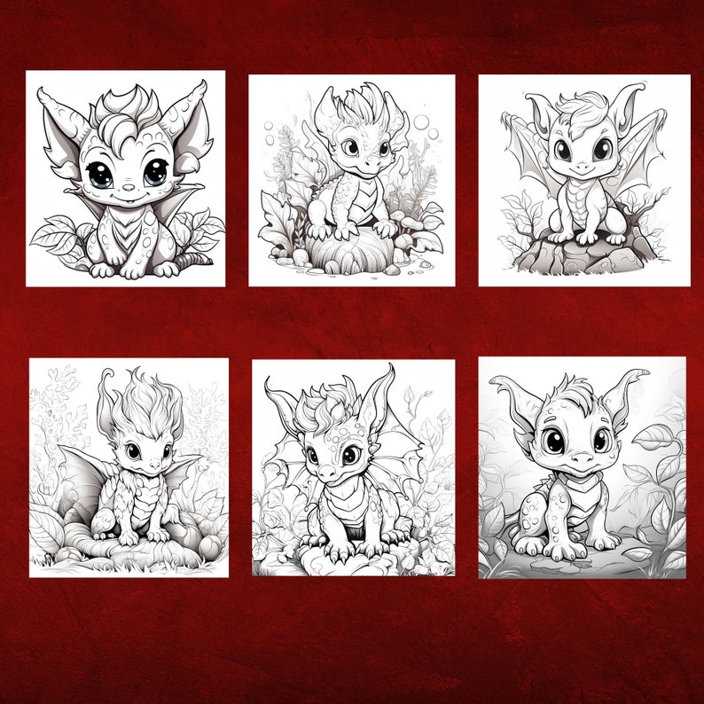PDF Coloring Pages, 30 Baby Dragons Coloring Pages for Adults ...