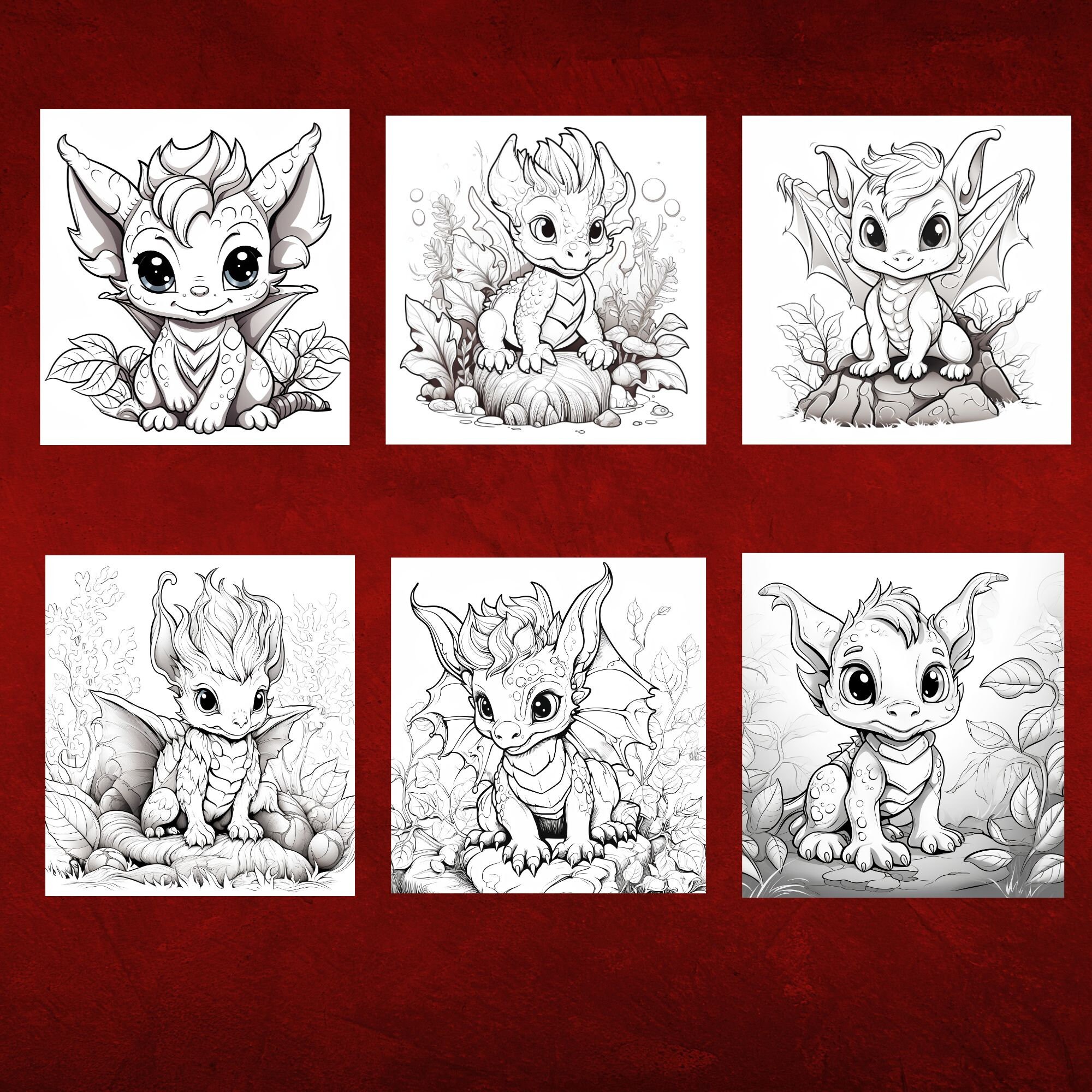 PDF Coloring Pages, 30 Baby Dragons Coloring Pages for Adults ...