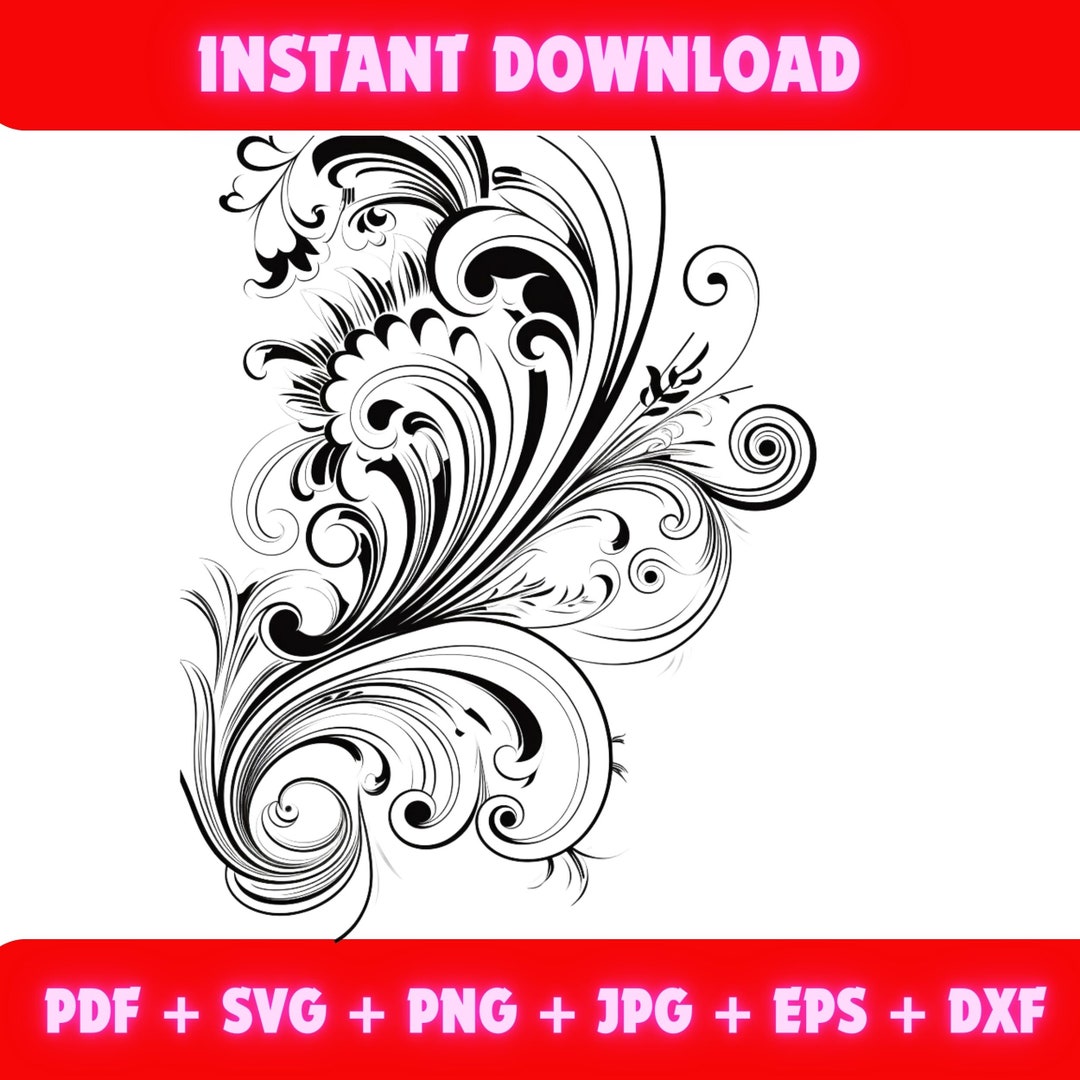 Acanthus SVG Doodle, Filigree SVG, Decorative Ornament Svg, Baroque Svg ...