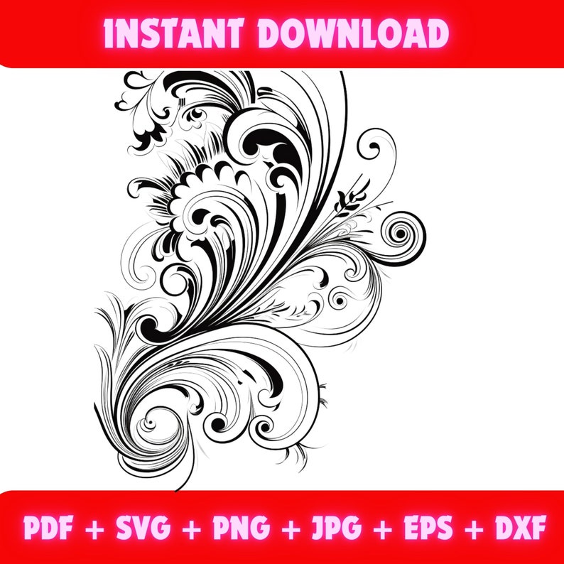 Acanthus SVG Doodle, Filigree SVG, Decorative Ornament Svg, Baroque Svg ...