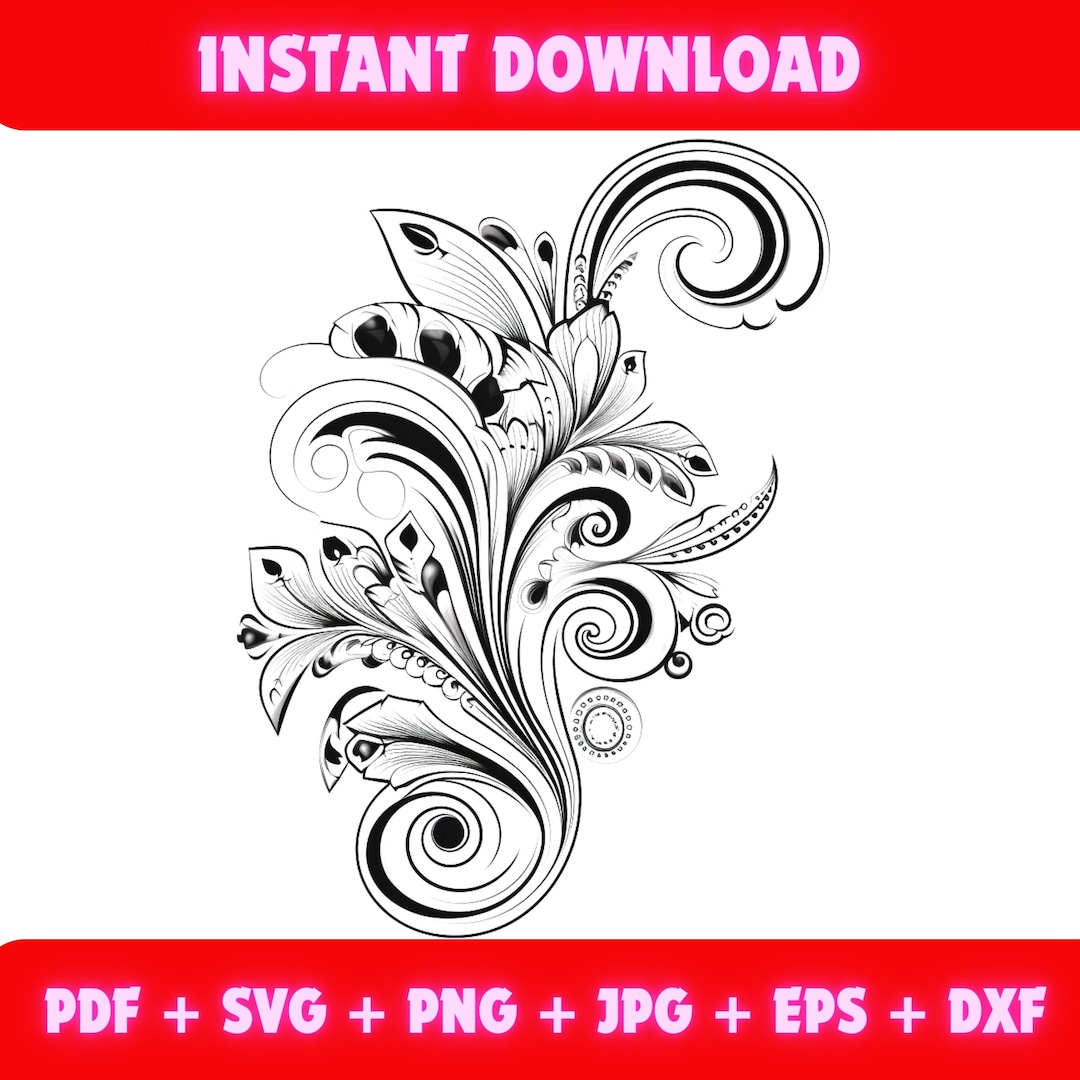Acanthus SVG Doodle, Filigree SVG, Decorative Ornament Svg, Baroque Svg ...