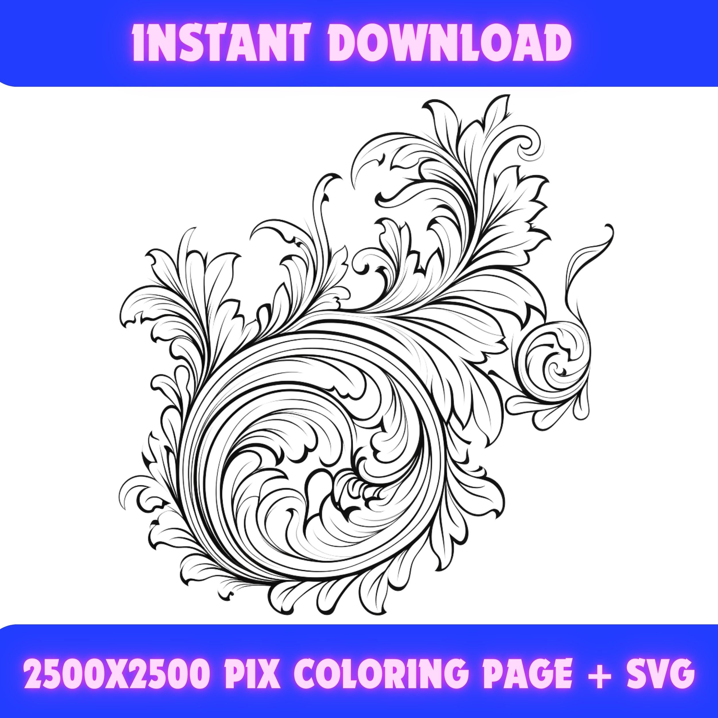 Acanthus SVG Doodle, Filigree SVG, Decorative Ornament Svg, Baroque Svg ...