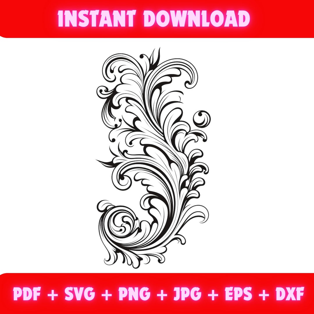 Buy Acanthus SVG Doodle, Filigree SVG, Decorative Ornament Svg, Baroque ...