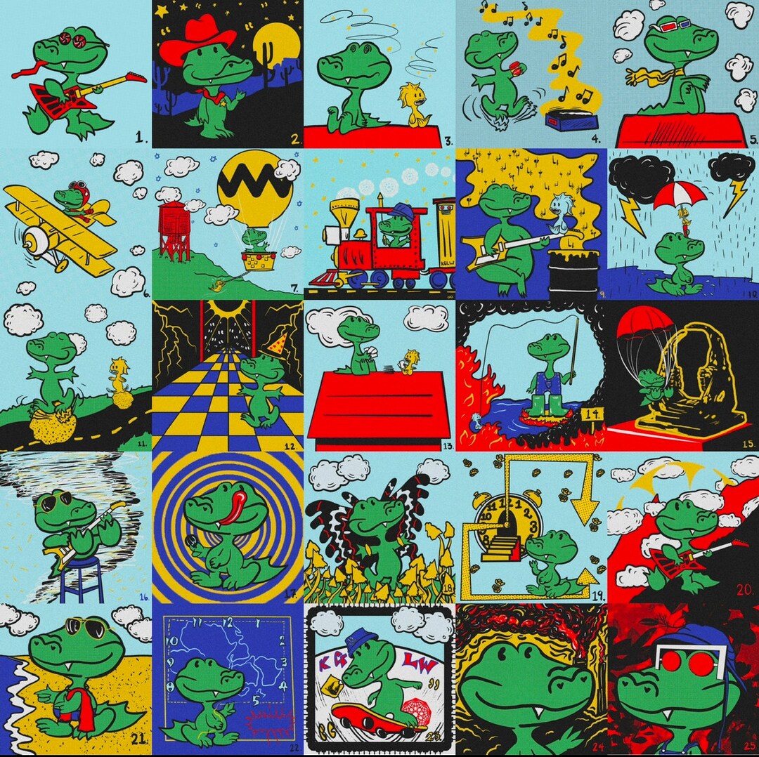 12x12 MASSIVE Gizzmas Sticker Sheet! 25 Total King Gizzard Gator as ...