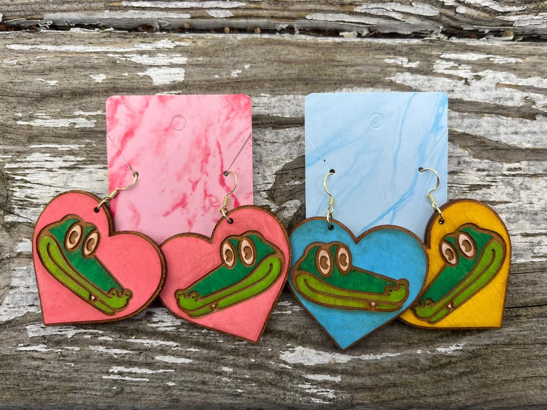 Gator Love KGLW Wood Burned and Hand Painted Earrings - Etsy