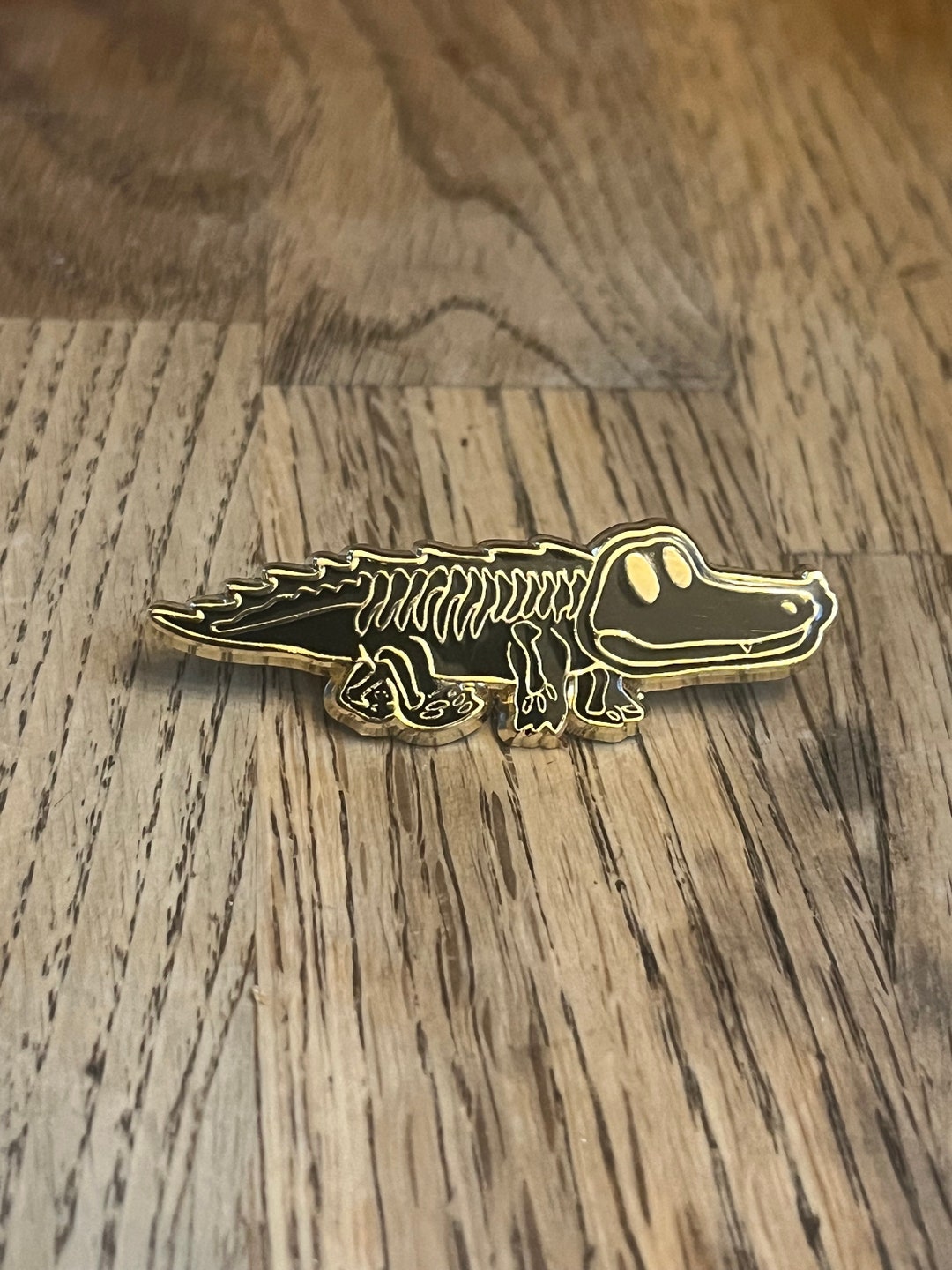 Gold and Black King Gizzard and the Lizard Wizard Skeleton Gator Enamel ...
