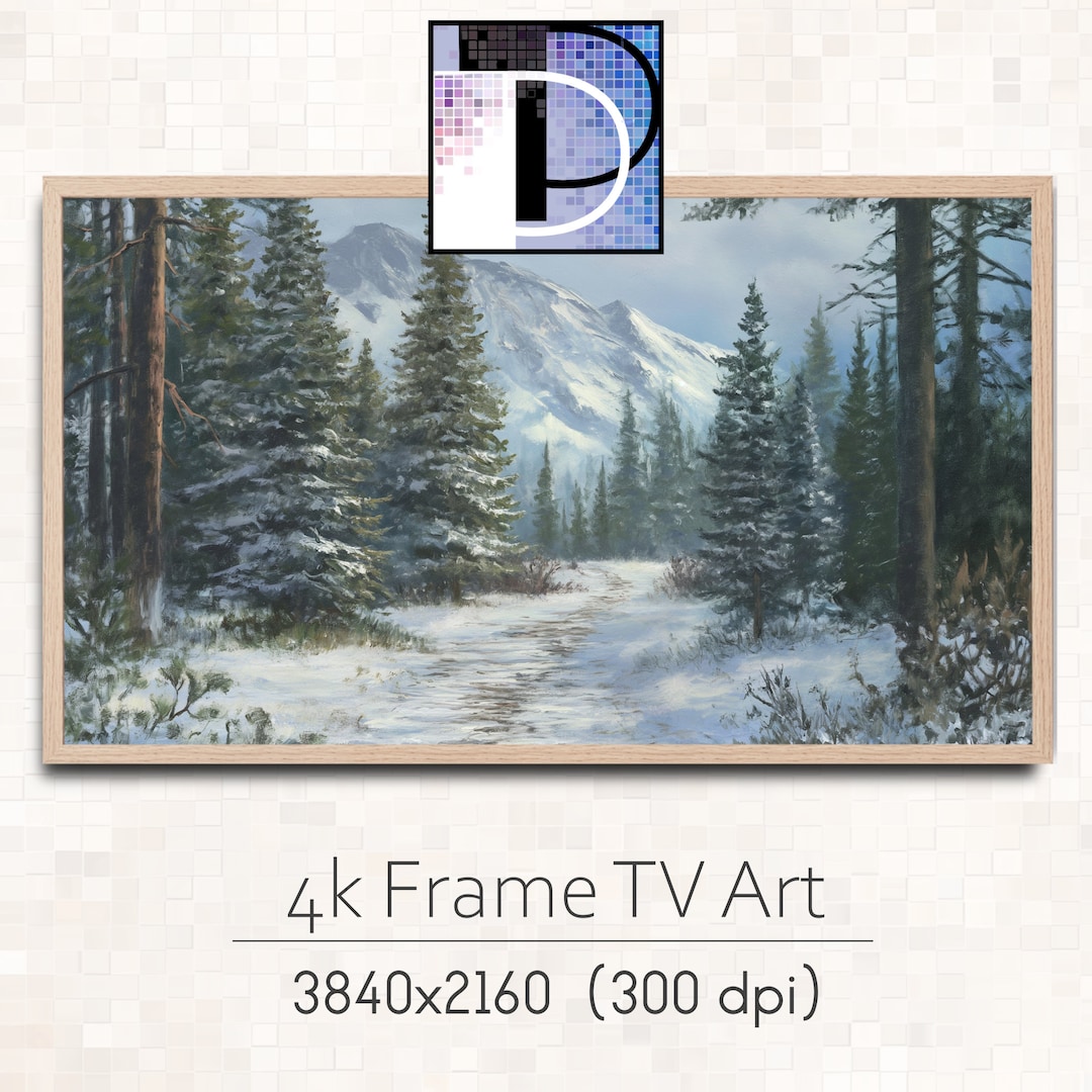 Samsung Frame TV Art Winter Oil Painting TV Art Winter Mountain Trail Digital Download TV Art ...