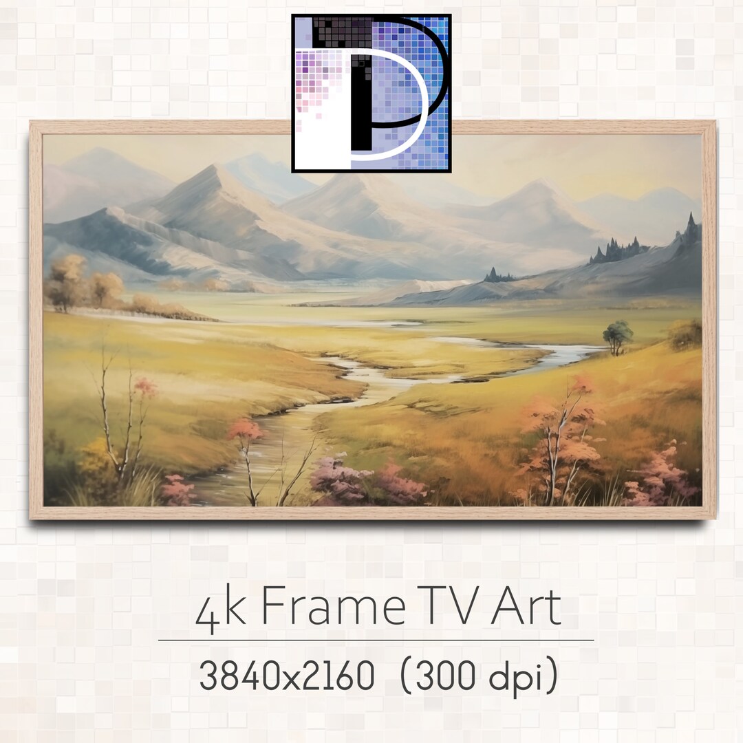 Samsung Frame TV Art | Vintage Painting | Mountain Meadow and River ...
