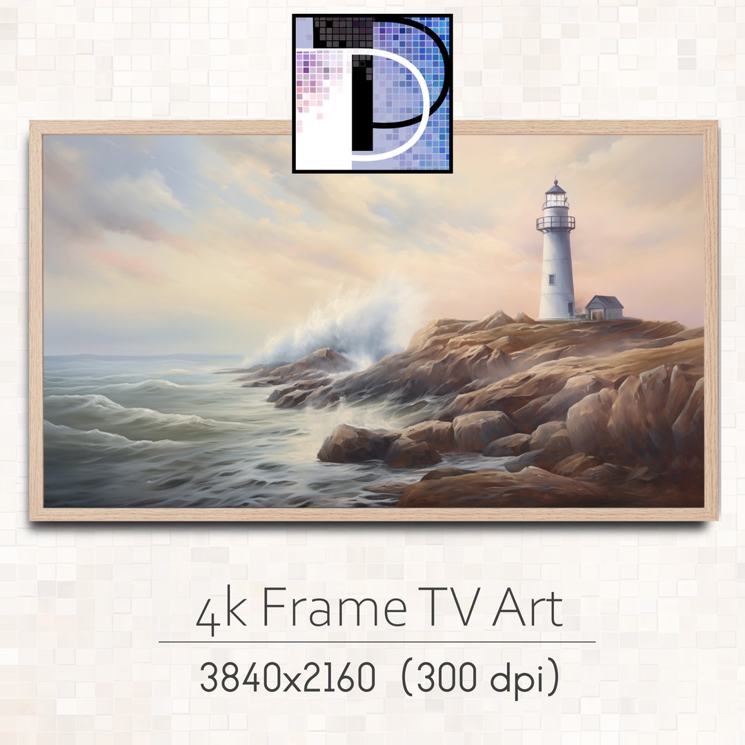 Samsung Frame TV Art Winter | Nautical Tv Art | Lighthouse TV Art ...