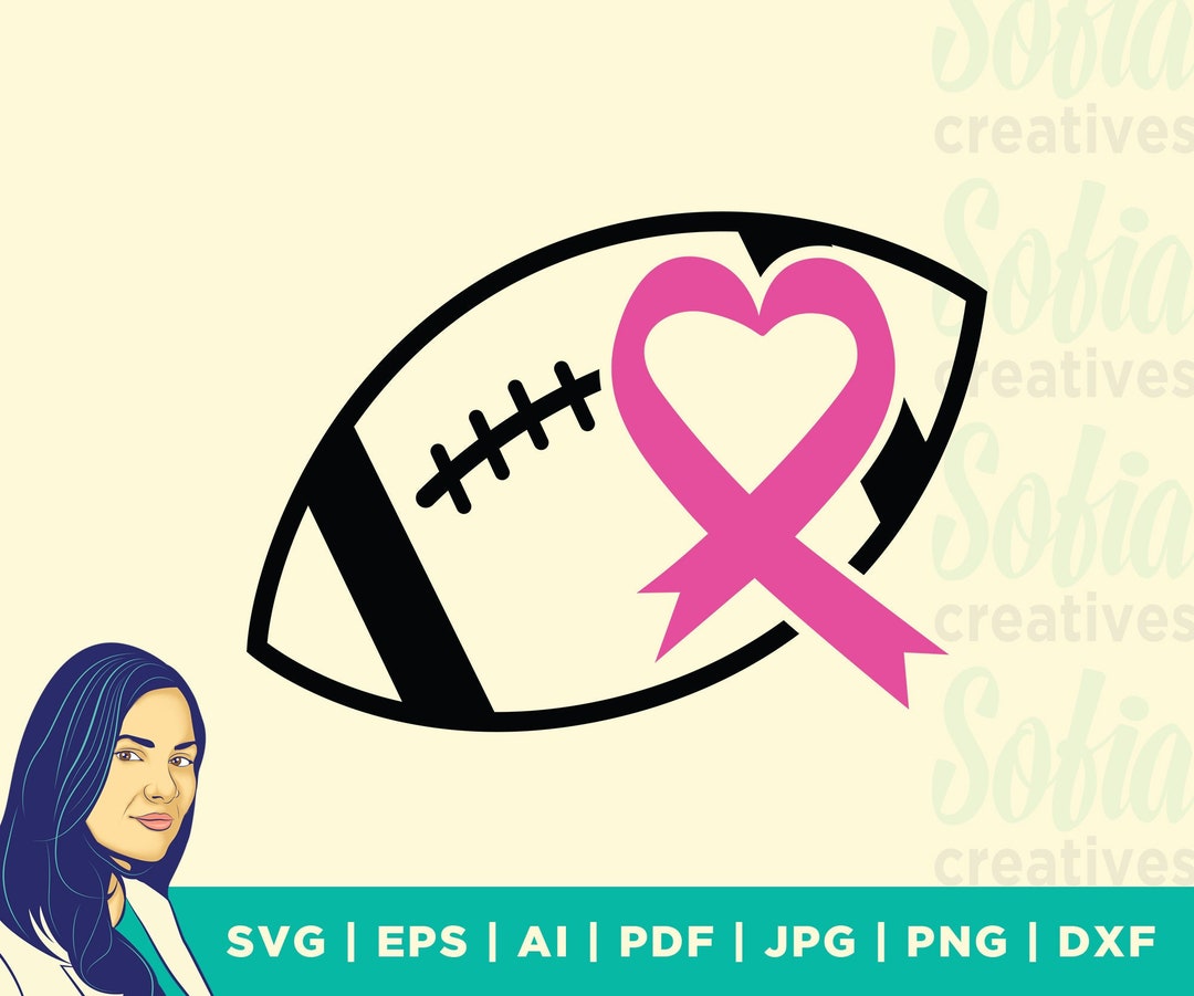 Football Svg Breast Cancer Sports Svg Pink Ribbon Digital - Etsy