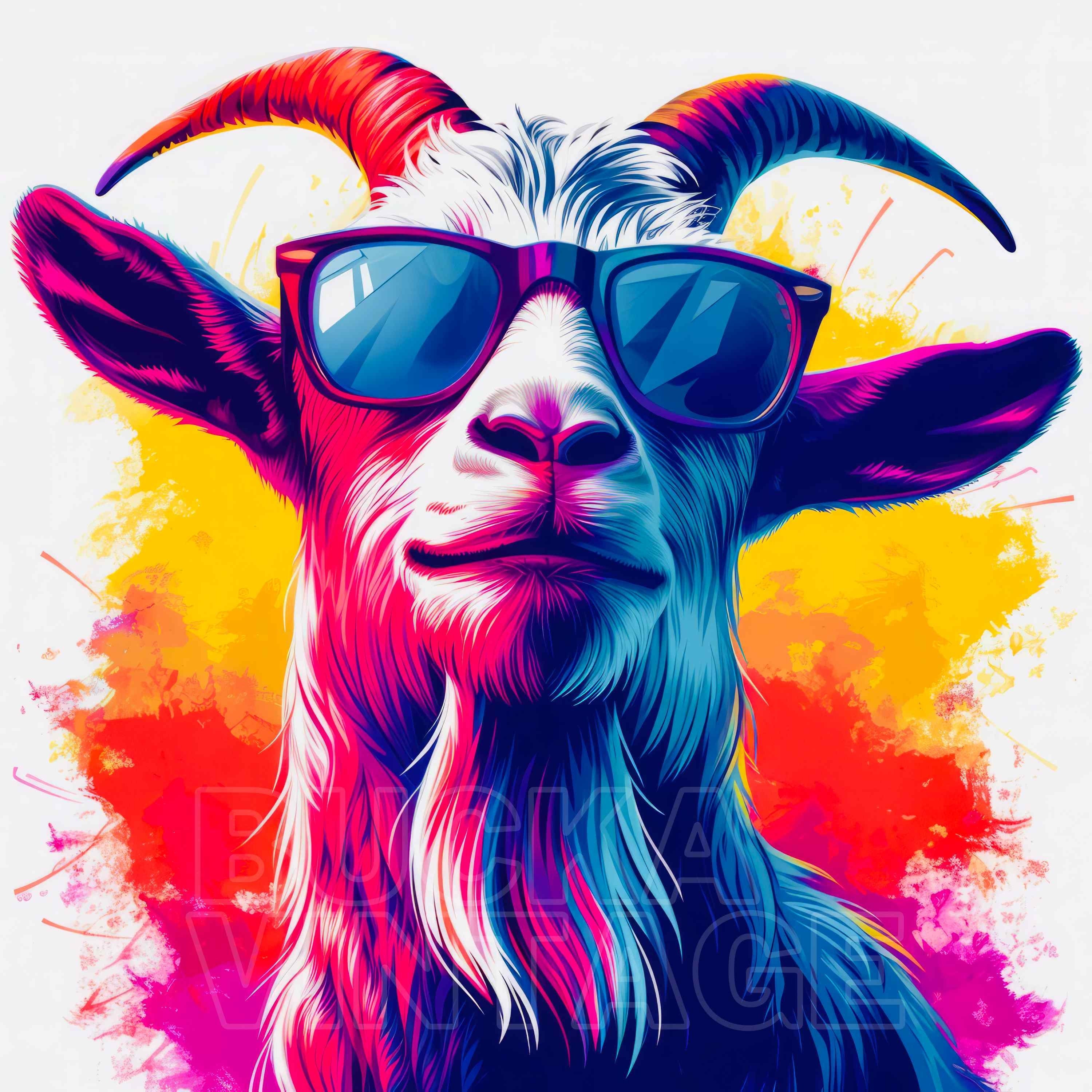 Colorful Psychedelic Billy Goat, Goat PNG + Transparent PNG 300 Dpi ...
