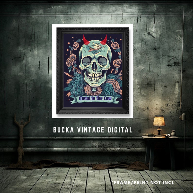 Heavy Metal Skull PNG Metal is the Law Digital Art JPG Music Print ...