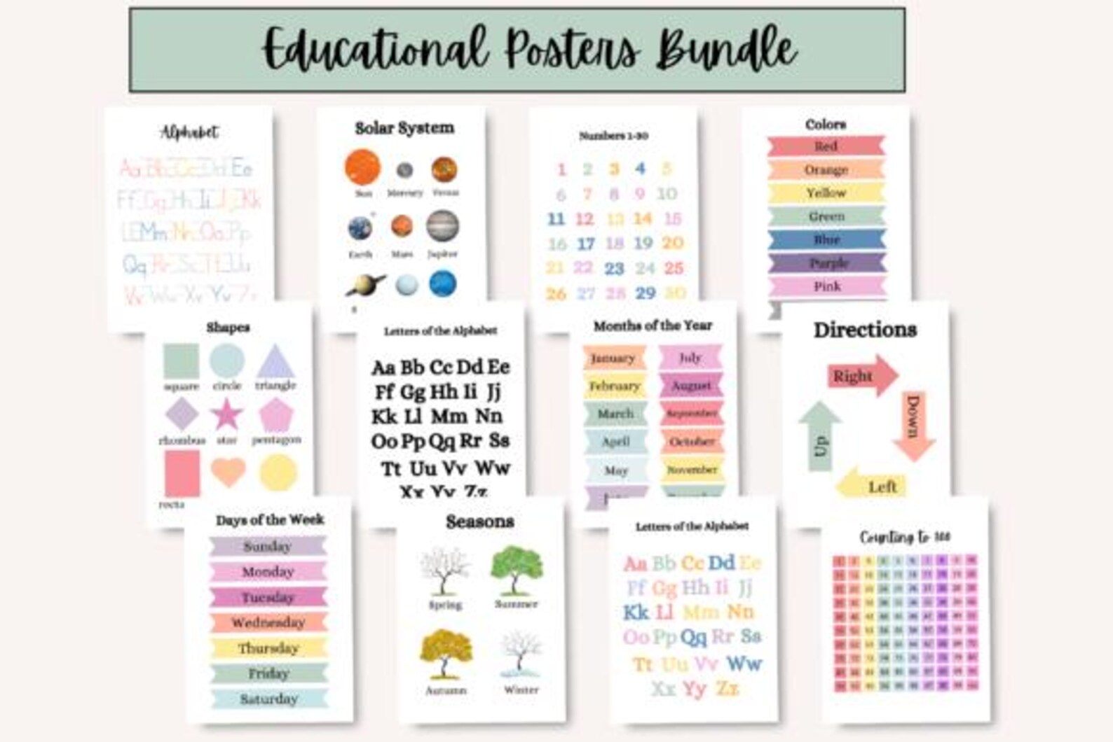 Educational Poster Bundle- 12 Posters - Etsy