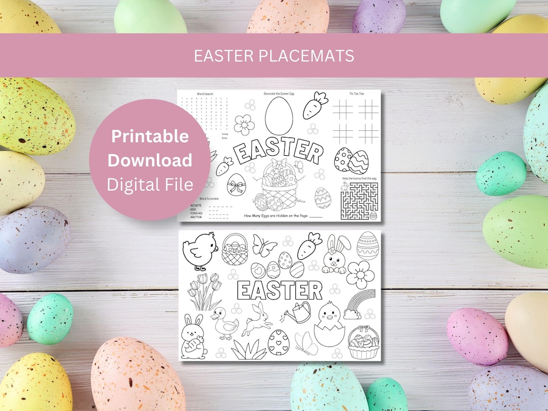 Easter Activity Placemat Printable, Fun Easter Games & Coloring for ...
