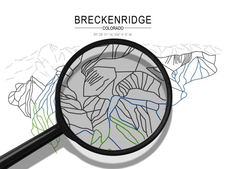 Breckenridge Ski Trail Map Print: Minimalist Ski Decor (digital ...