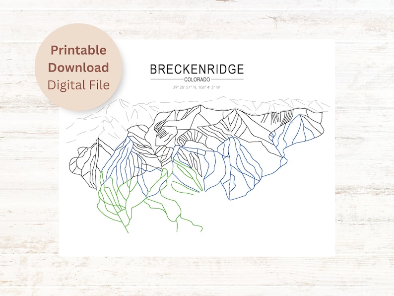 Breckenridge Ski Trail Map | Ski Map | Snowboard Map | Gifts for Skiers ...