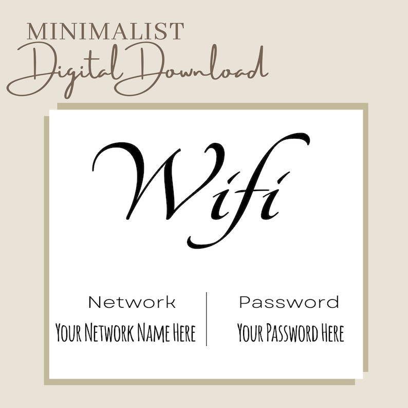 Wifi Password Sign, Editable Wifi Template, Printable Wifi Sign, 11x8.5 ...