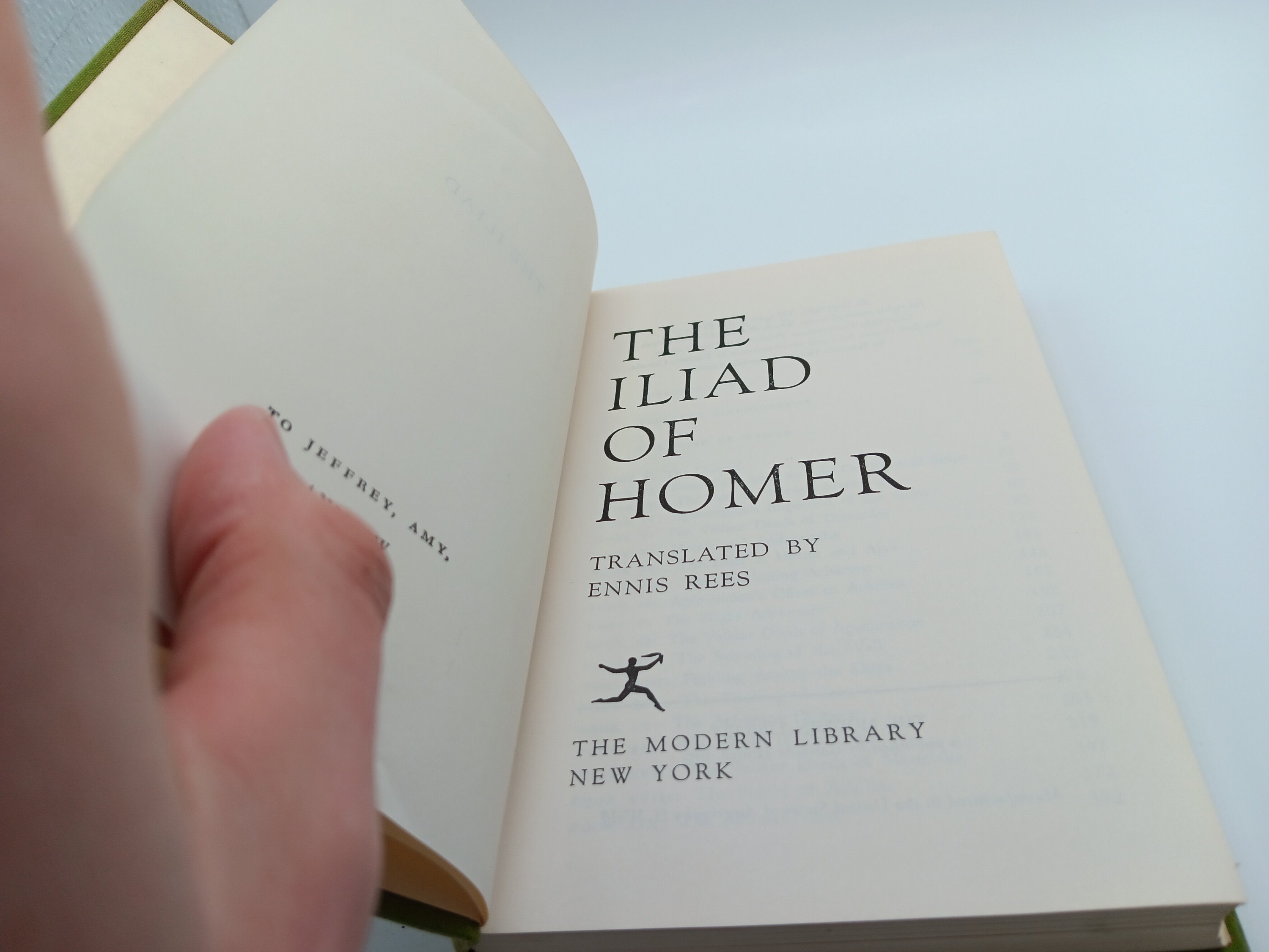 The Iliad of Homer Translated by Ennis Rees Modern Library HC Book 1963 ...