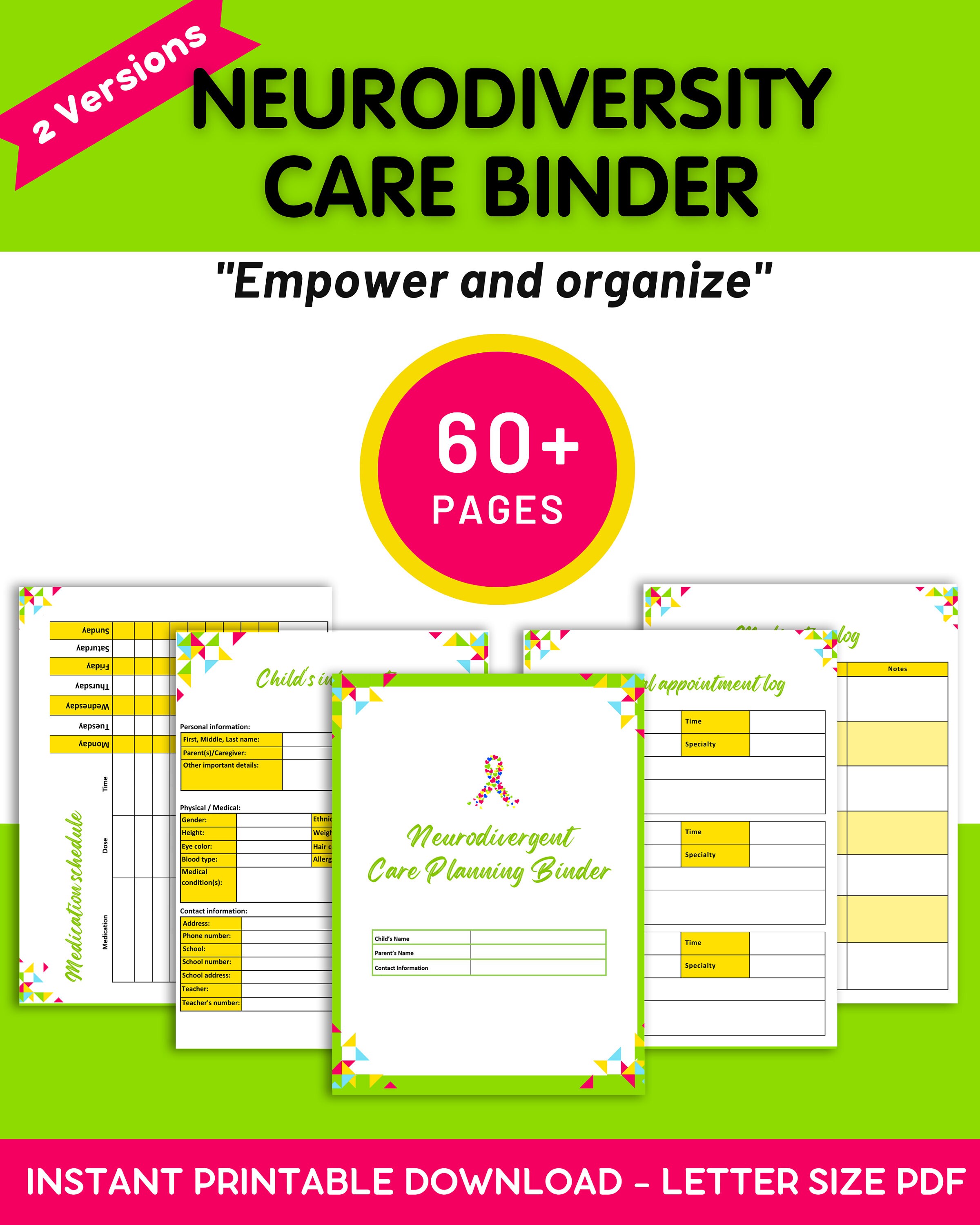 Autism Care Binder Printable| ASD Child Planner, Neurodivergent ...