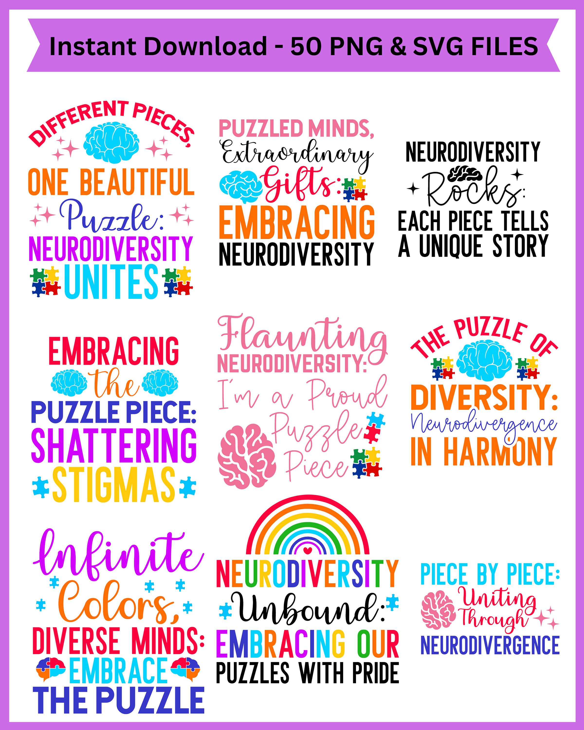 Neurodiversity PNG, Autism PNG Bundle, Autism Awareness Png, Autism ...