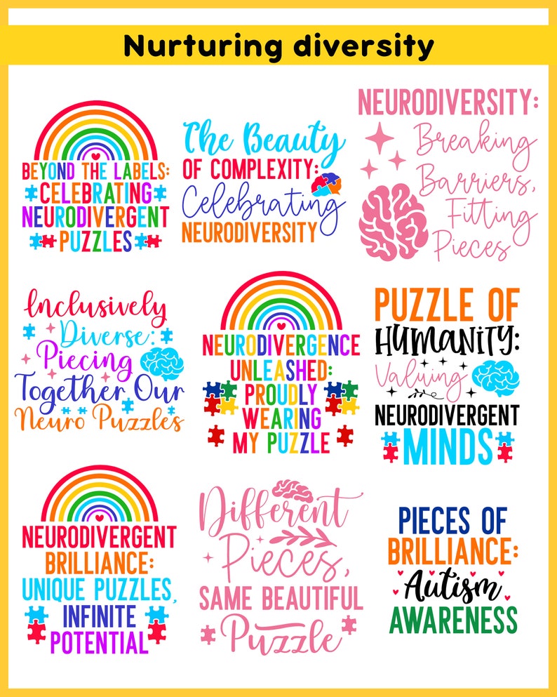 Neurodiversity PNG, Autism PNG Bundle, Autism Awareness Png, Autism Quote Png, ASD Png, Autism ...