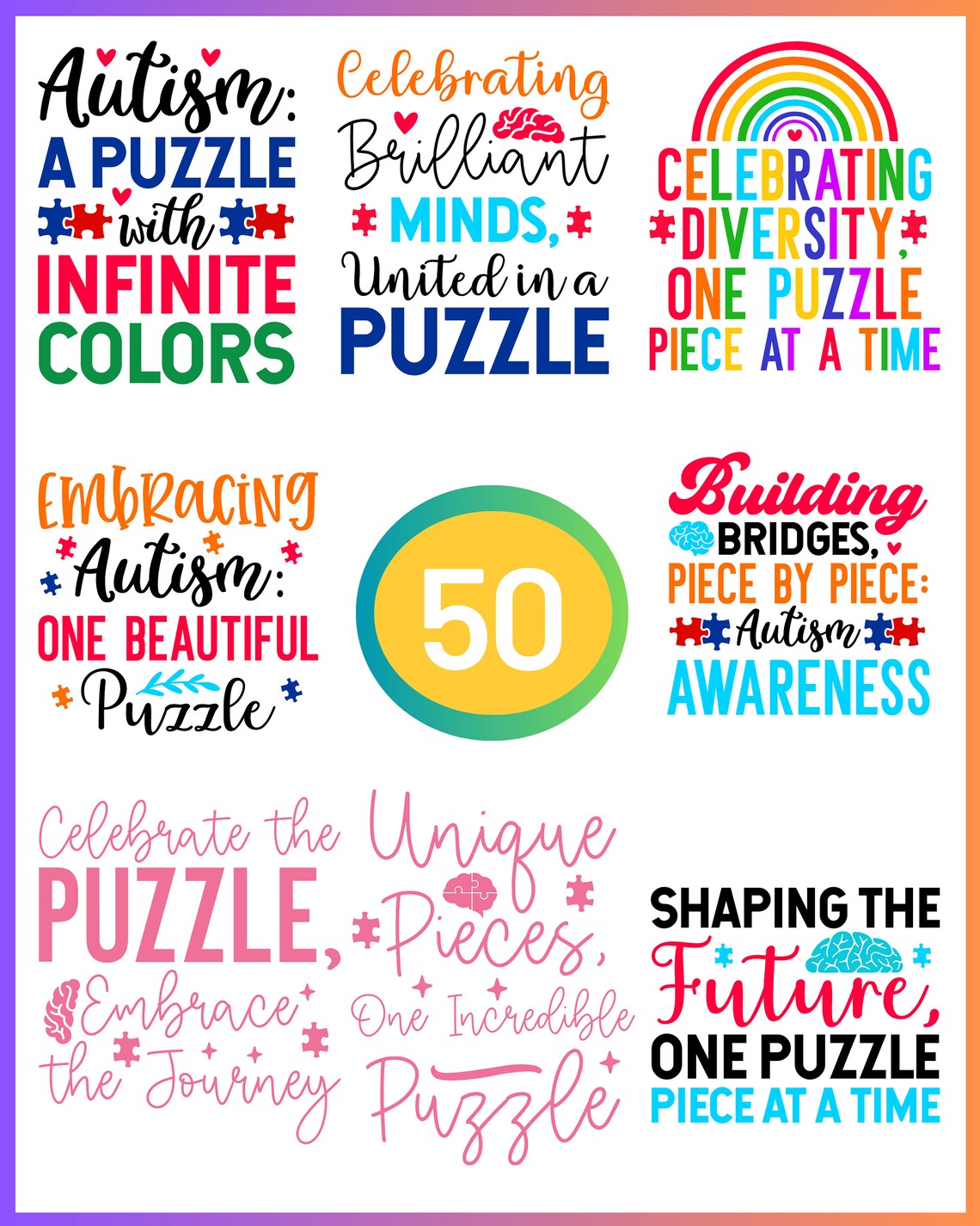 Neurodiversity PNG, Autism PNG Bundle, Autism Awareness Png, Autism ...