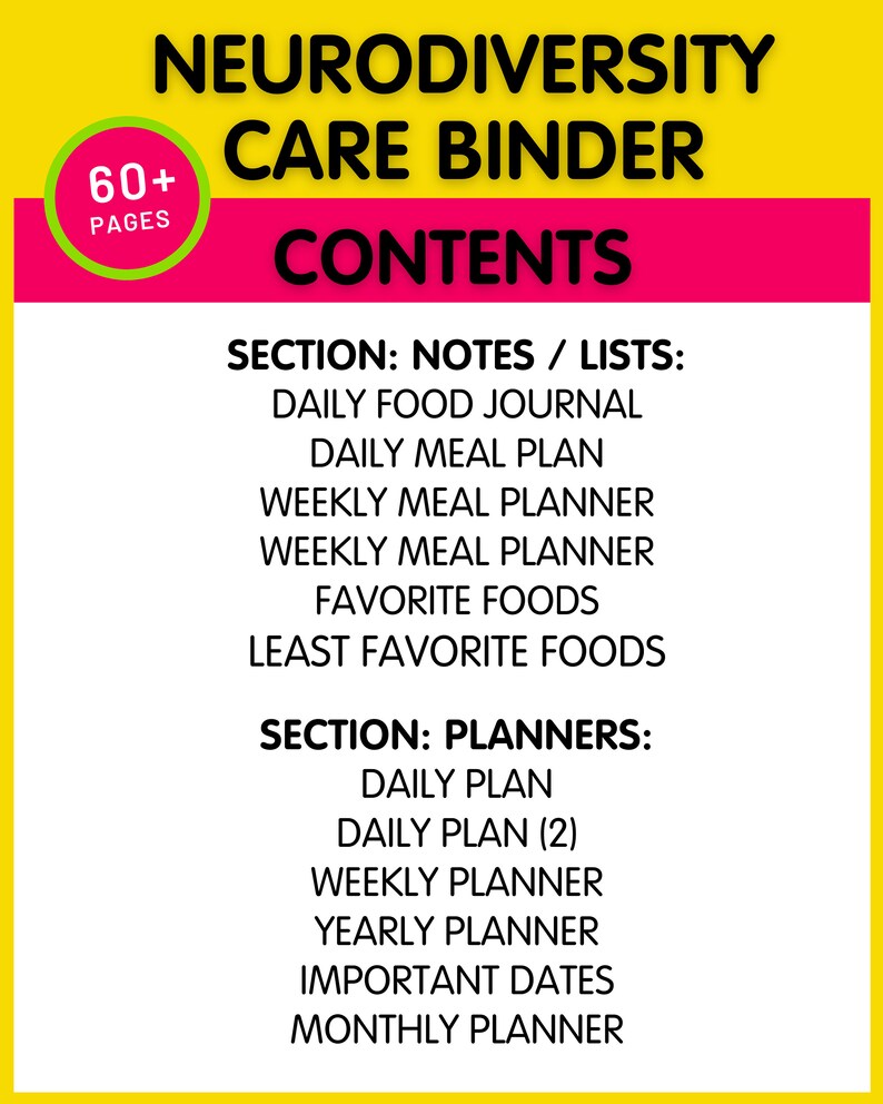Autism Care Binder Printable| ASD Child Planner, Neurodivergent ...