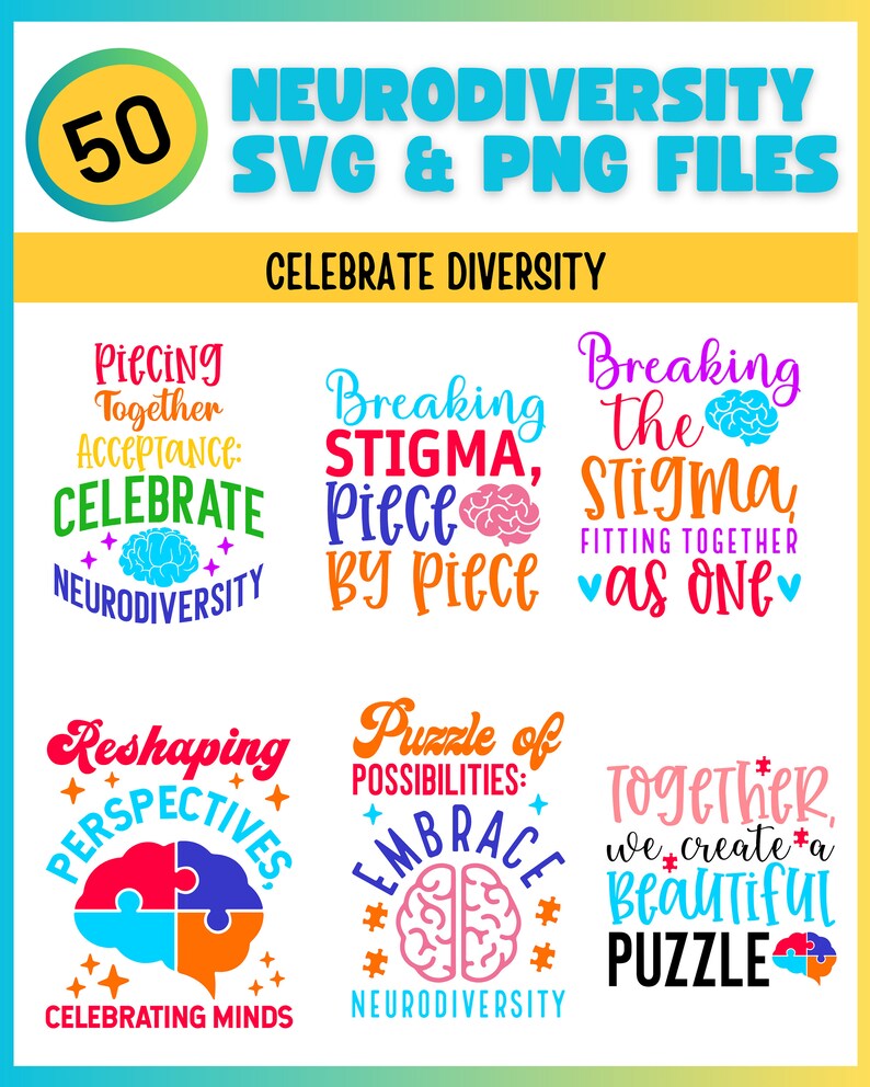 Neurodiversity PNG, Autism PNG Bundle, Autism Awareness Png, Autism ...