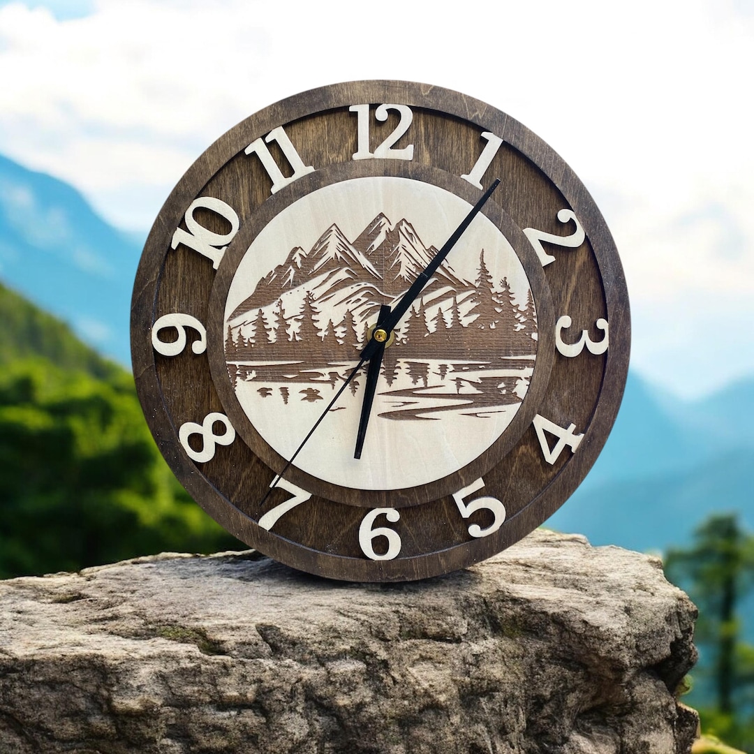 Mountain Clock Laser Cut File: Engrave SVG (digital File) - Etsy
