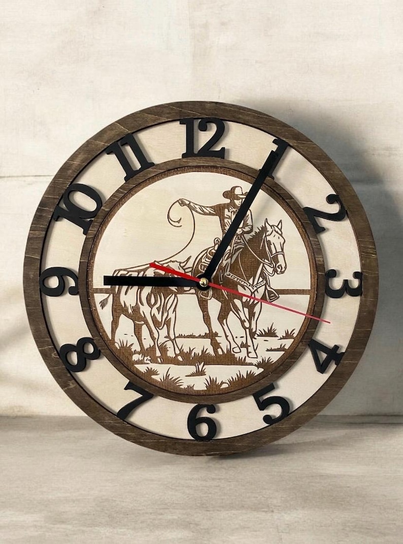 Laser Cut Cowboy Clock File: Engrave Gift SVG (digital Download) - Etsy