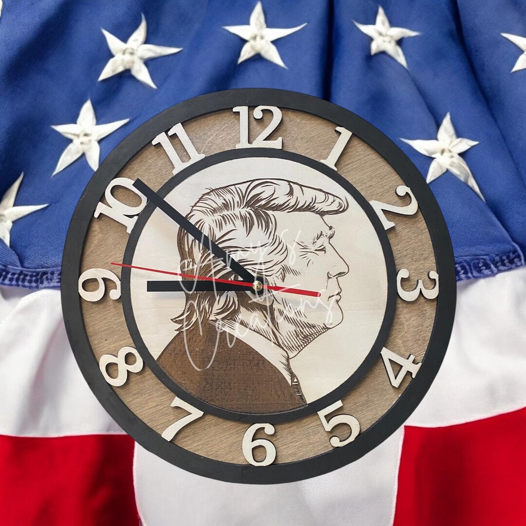 Beauitful, Wooden 10 Inch Clock, Handmade, Unique, Perfect Gift, Trump ...