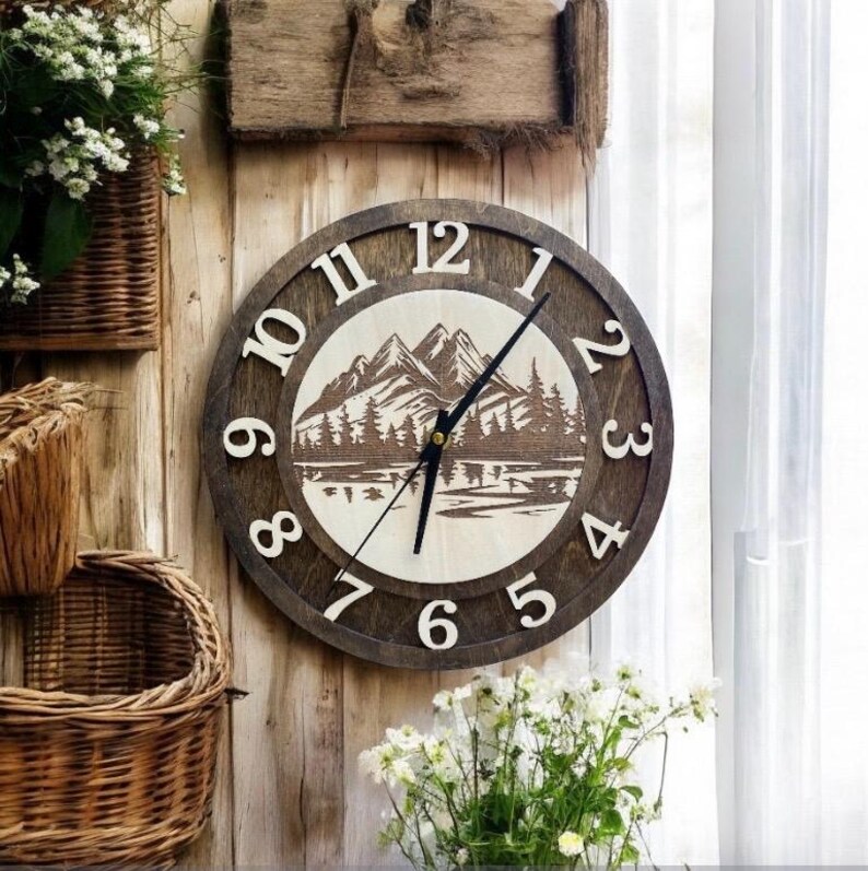 Mountain Clock Laser Cut File: Engrave SVG (digital File) - Etsy