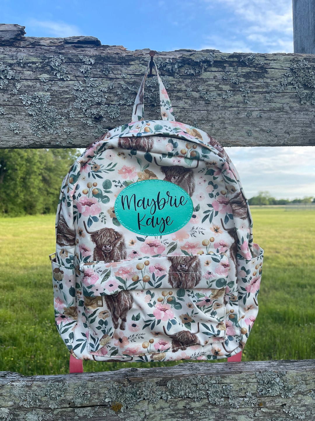 Cow Backpack, Personalized Bag, Highland Cow Backpack, Cow Backpack, Floral Backpack, Midsize ...