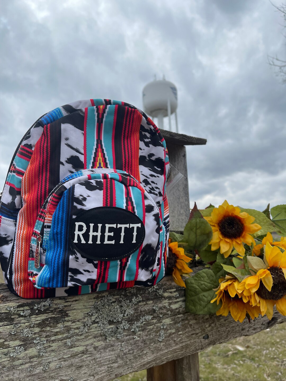 Serape Cow Print Mini Backpack, Personalized Backpack, Personalized ...