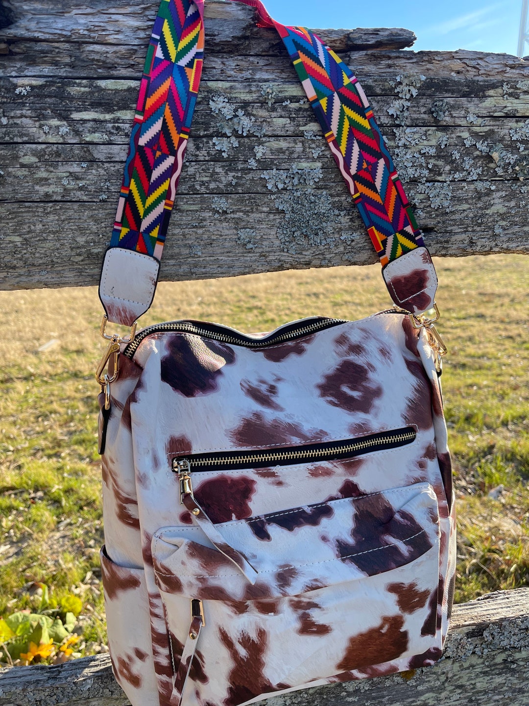 Cow Print Backpack, Leather Backpack,cow Diaper Bag, Cowhide Backpack ...