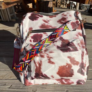 Cow Print Backpack, Leather Backpack,cow Diaper Bag, Cowhide Backpack ...