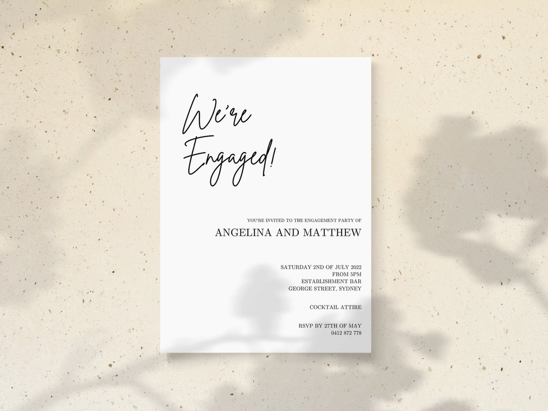 Minimalist Engagement Invitation Editable Template - Etsy