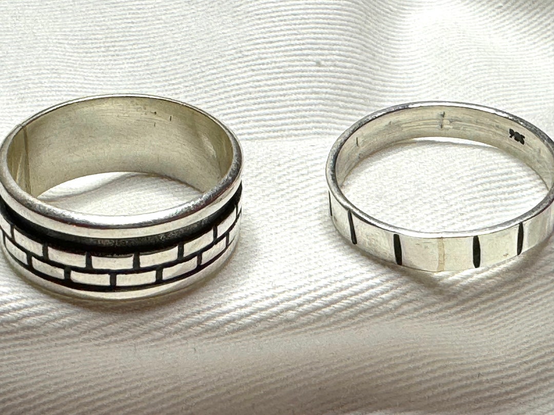 Silver Brick Ring Set - Etsy