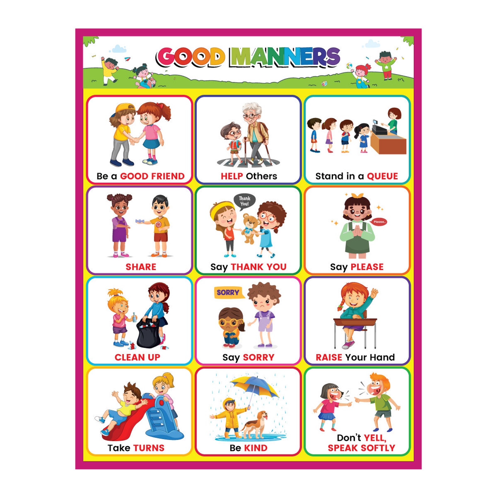 Educational Posters Charts for Toddlers Kids Preschoolers Kindergarten ...