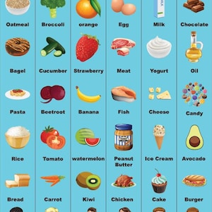 Food Chart for Kids Learning, Kids Educational Food Recommendation ...
