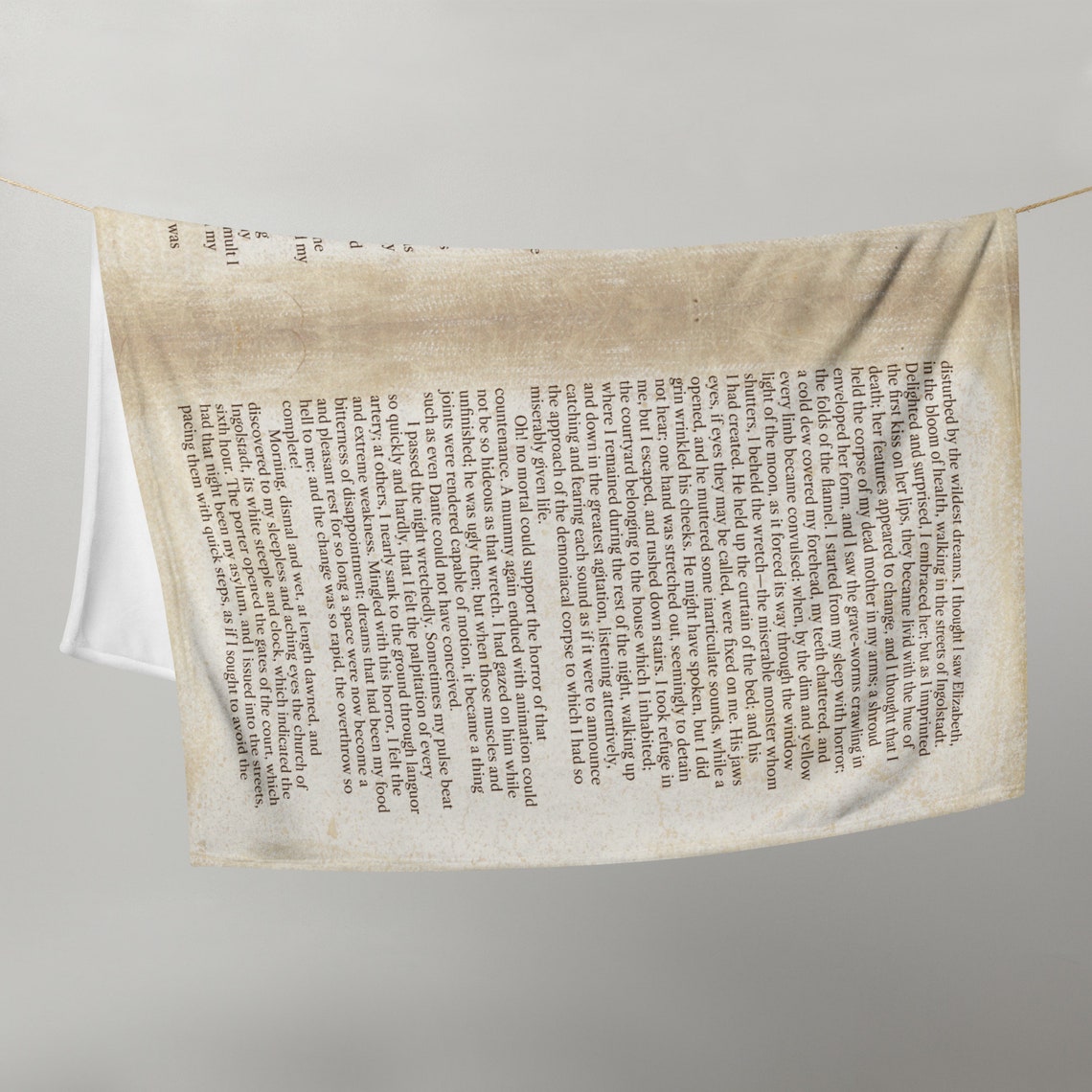 Frankenstein Book Pages Throw Blanket With Real Text From Mary ...
