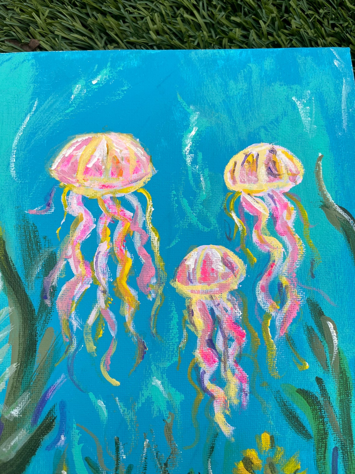 Jellyfish in Ocean Painting, for Home Decor or for Her - Etsy