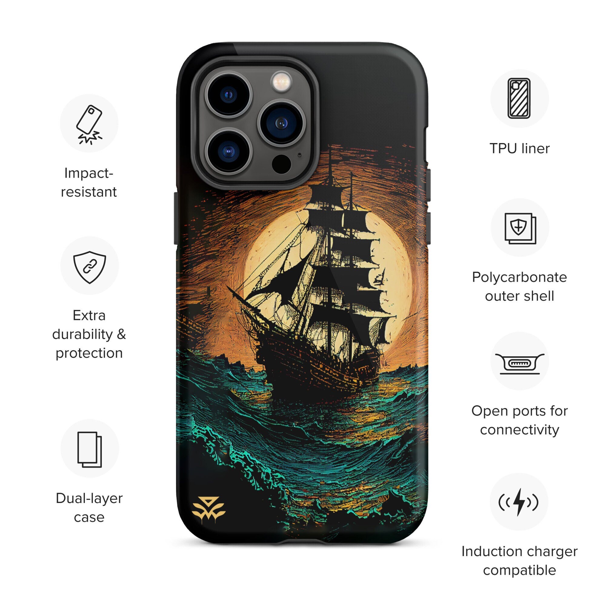 Pirate Ship Sailing in the Ocean Design Fit for iPhone 15 Pro Max, 14 ...