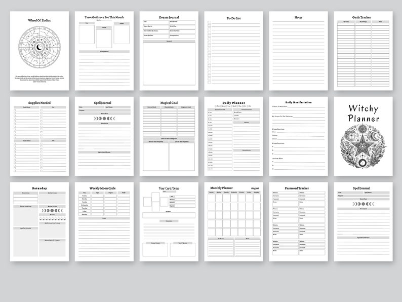 PRINTABLE Witchy Planner Wicca Journal Pages Witchcraft Daily Weekly ...