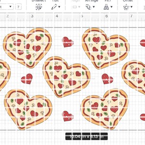 Pizza Hearts Valentine's Day SVG for UV DTF 16oz Can Glass Wrap Digital ...