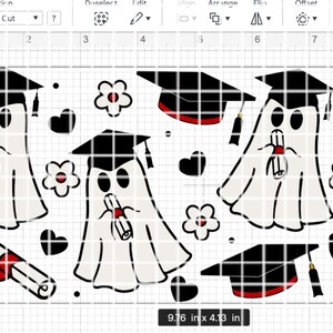 Grad Ghostie Spooky Graduation SVG for UV DTF 16oz Can Glass Wrap ...