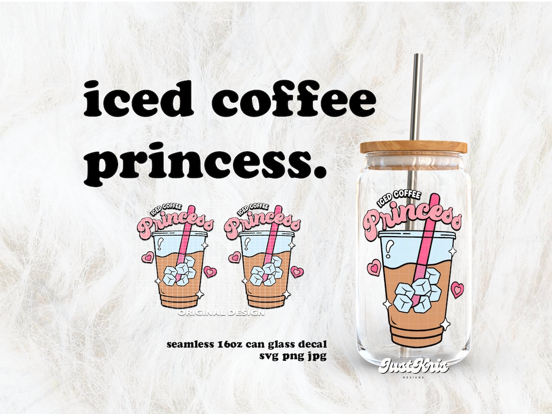 Iced Coffee Princess Valentine's Day SVG for UV DTF 16oz - Etsy