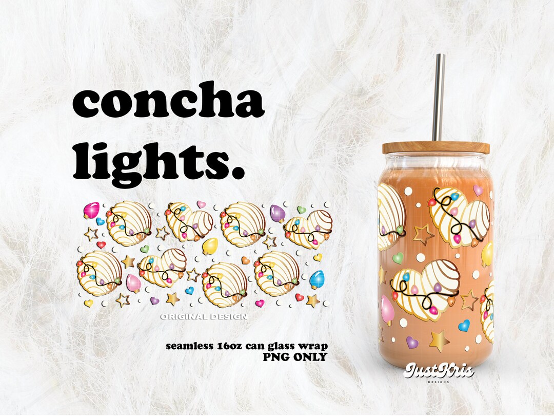 Concha Lights Christmas Concha Cafecito Y Chisme PNG for UV DTF 16oz ...