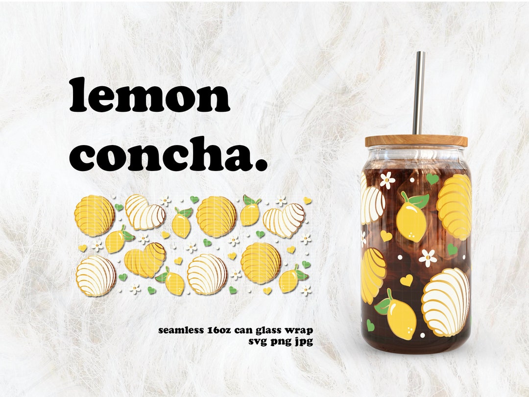 Lemon Concha Cafecito Y Chisme SVG for UV DTF 16oz Can Glass Wrap ...
